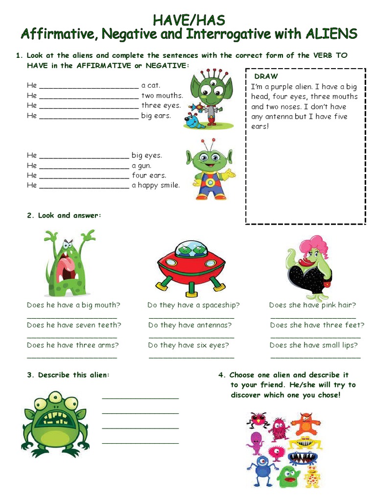 Describing Aliens: A Grammar Exercise | PDF