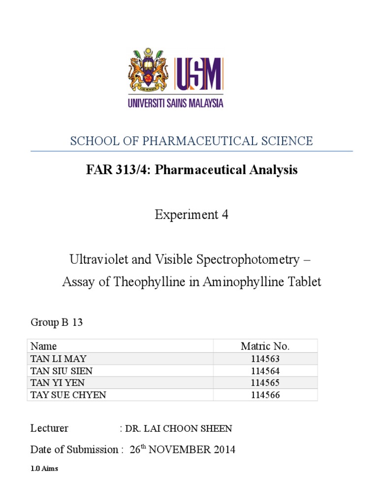 UV Lab Report Yy Group | PDF | Spectrophotometry | Absorption Spectroscopy