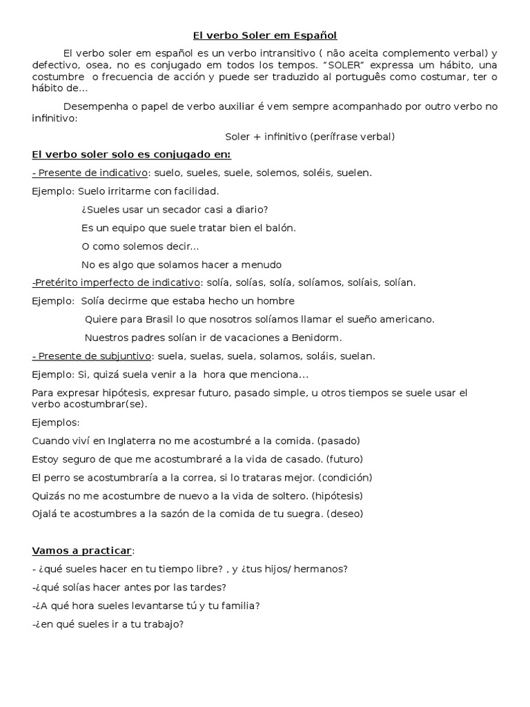 El Verbo Soler em Español | PDF | Verbo | Mecánica del lenguaje
