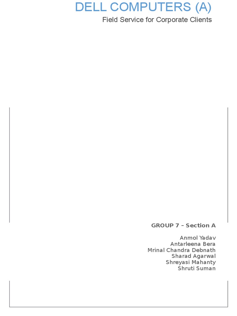 Case Submission - Dell Computers (A) | PDF | Dell | Outsourcing
