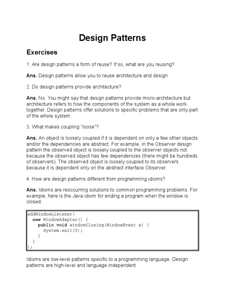 Software Design Patterns Tutorial Answers | Download Free PDF | Class ...