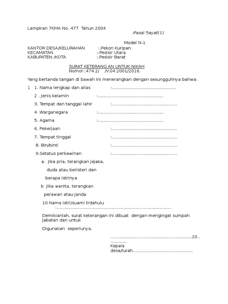 Surat N1, N2, N3, N4 | PDF