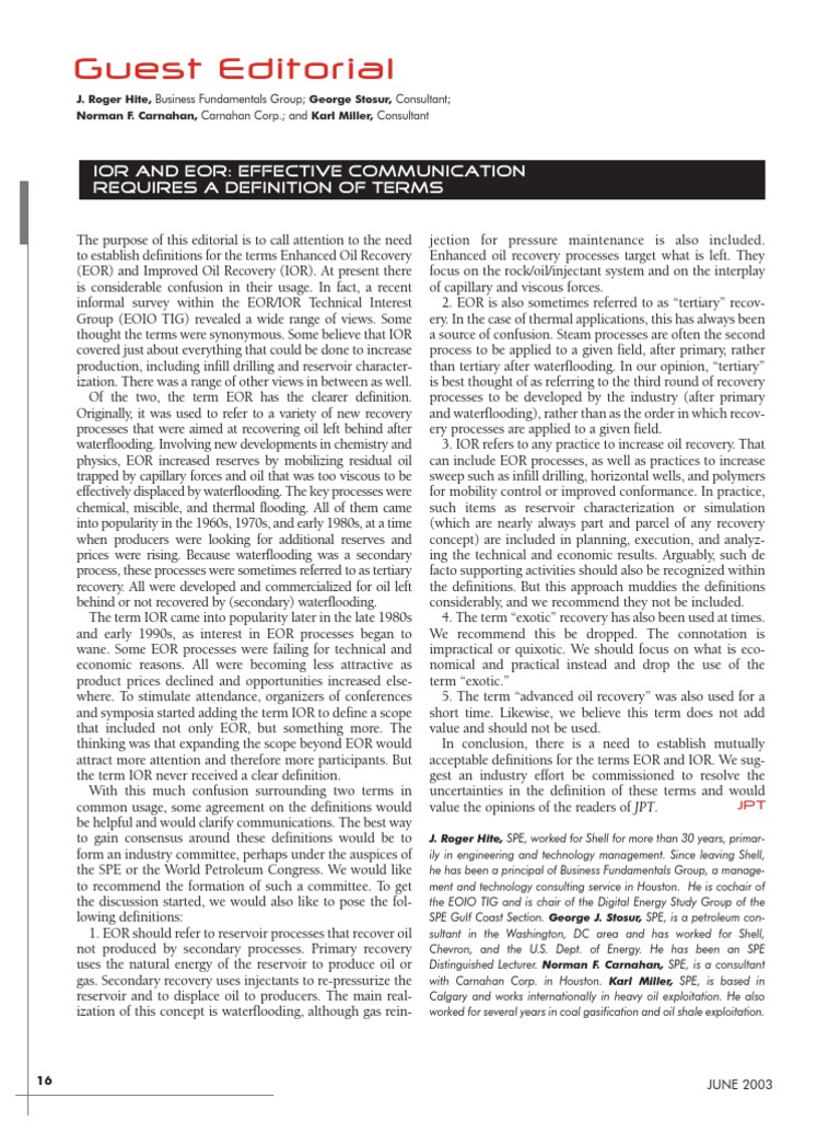 EOR Vs IOR | Download Free PDF | Enhanced Oil Recovery | Petroleum