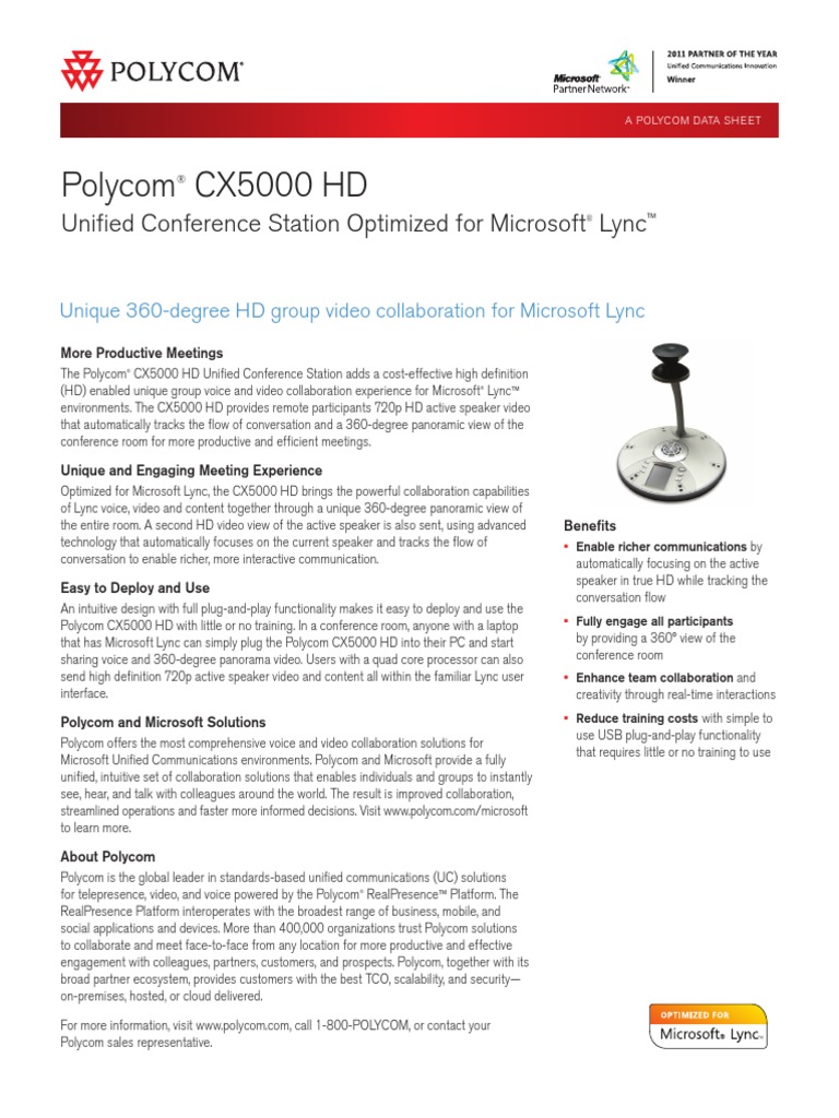 Polycom CX5000 HD: Unified Conference Station Optimized For Microsoft ...