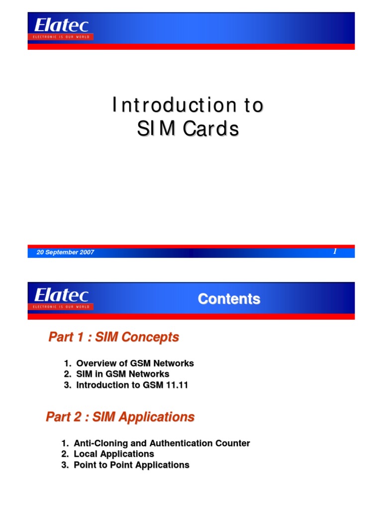 Introduction To Introduction To SIM Cards SIM Cards PDF | PDF | Subscriber Identity Module ...