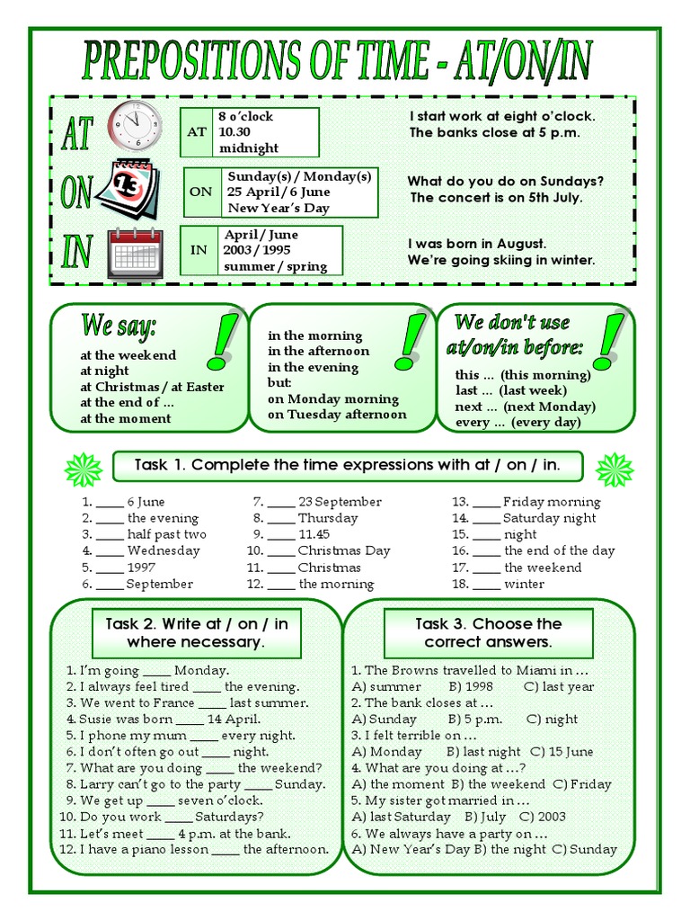 4 Prepositions of Time | PDF