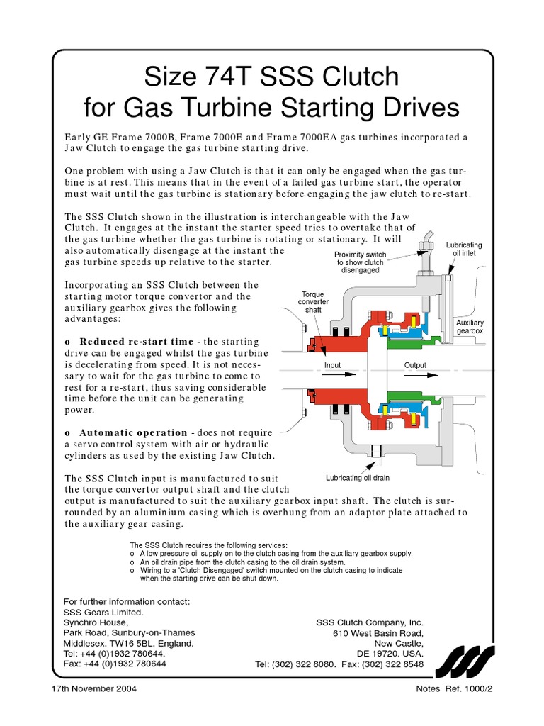 SSS Clutch for Gas Turbine Starts | PDF