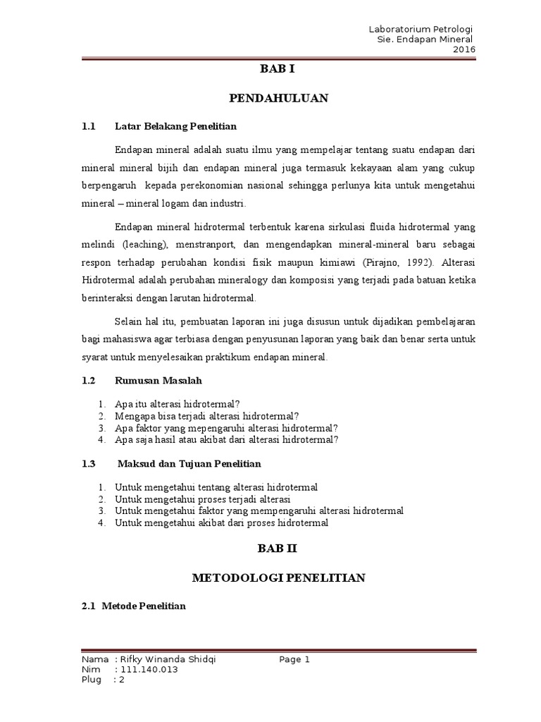 Proses dan Tipe Alterasi Hidrotermal | PDF