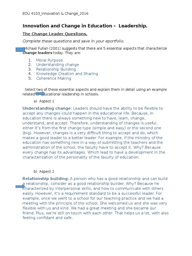 Educational Leadership: Change & Innovation | PDF | Leadership ...