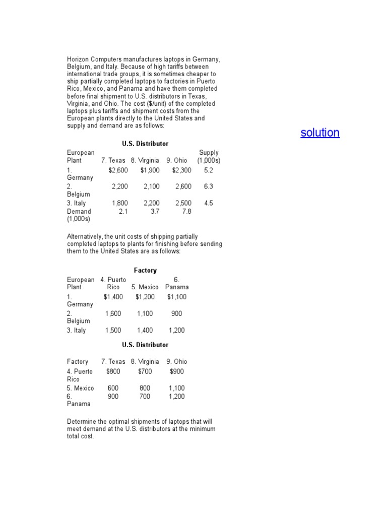 Distribution Optimization Example | PDF