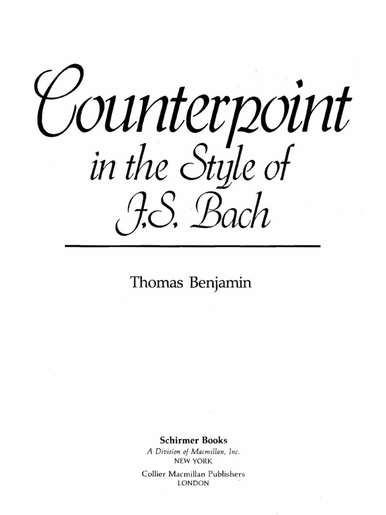 Benjamin, Thomas - Counterpoint in The Style of J.S.Bach PDF