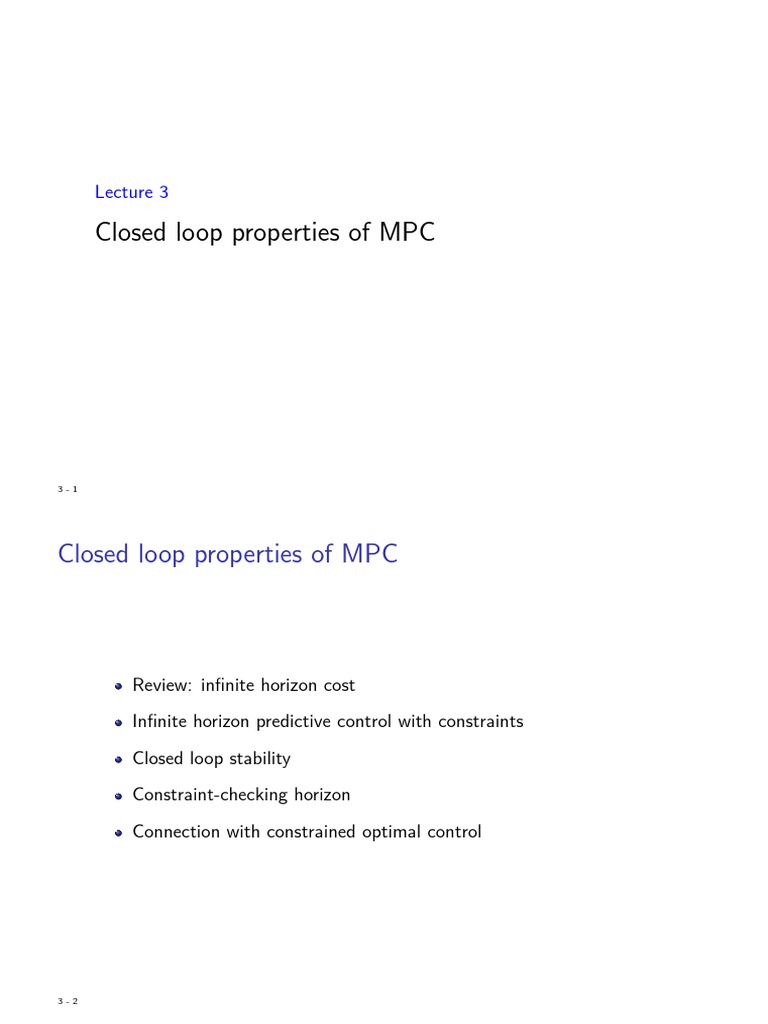 Closed Loop Properties of MPC | PDF | Mathematical Optimization | Stability Theory