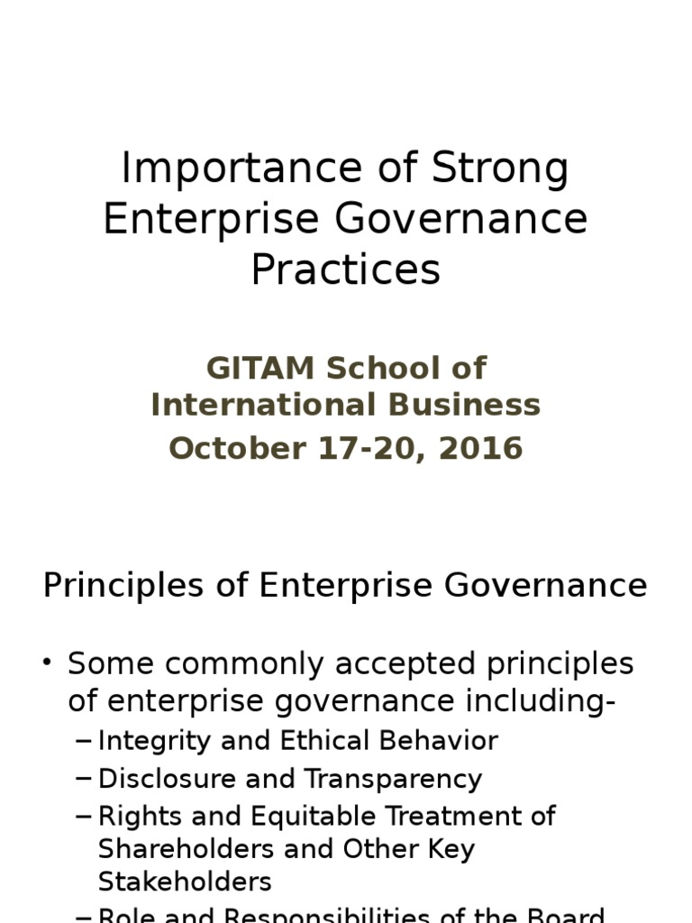 Strong Governance Practices | PDF | Corporate Governance | Sarbanes ...