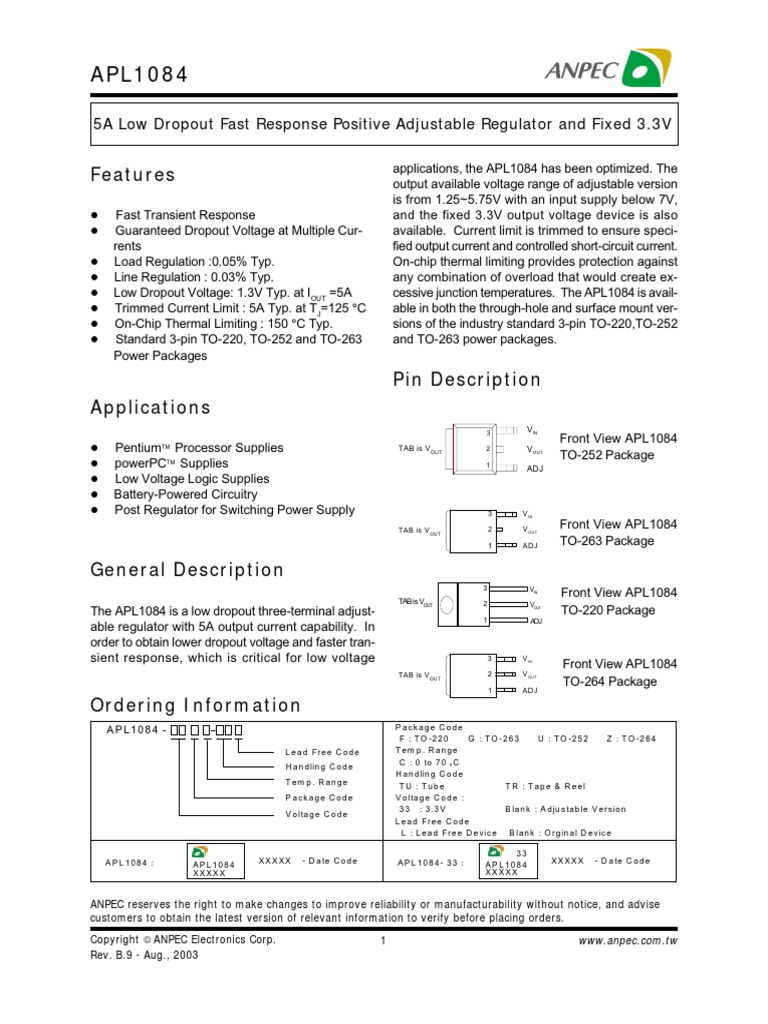 Apl 1084 | PDF | Power Supply | Electronics