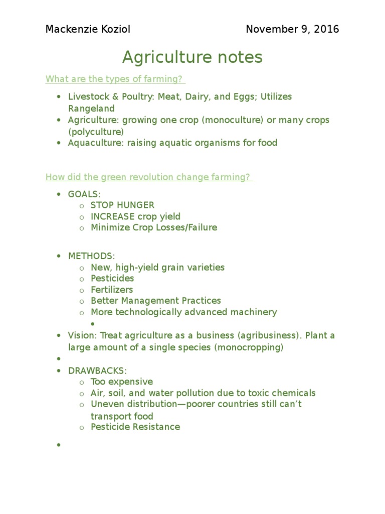 Agriculture Notes | PDF