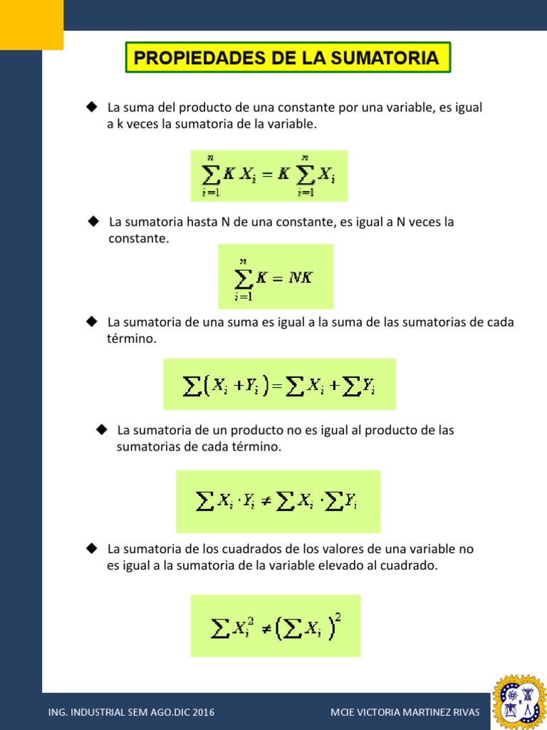 Propiedades y reglas de la sumatoria | PDF