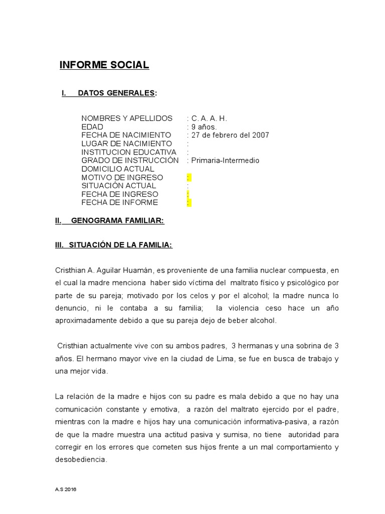Informe Social - Cris | PDF | Abuso infantil | Sicología