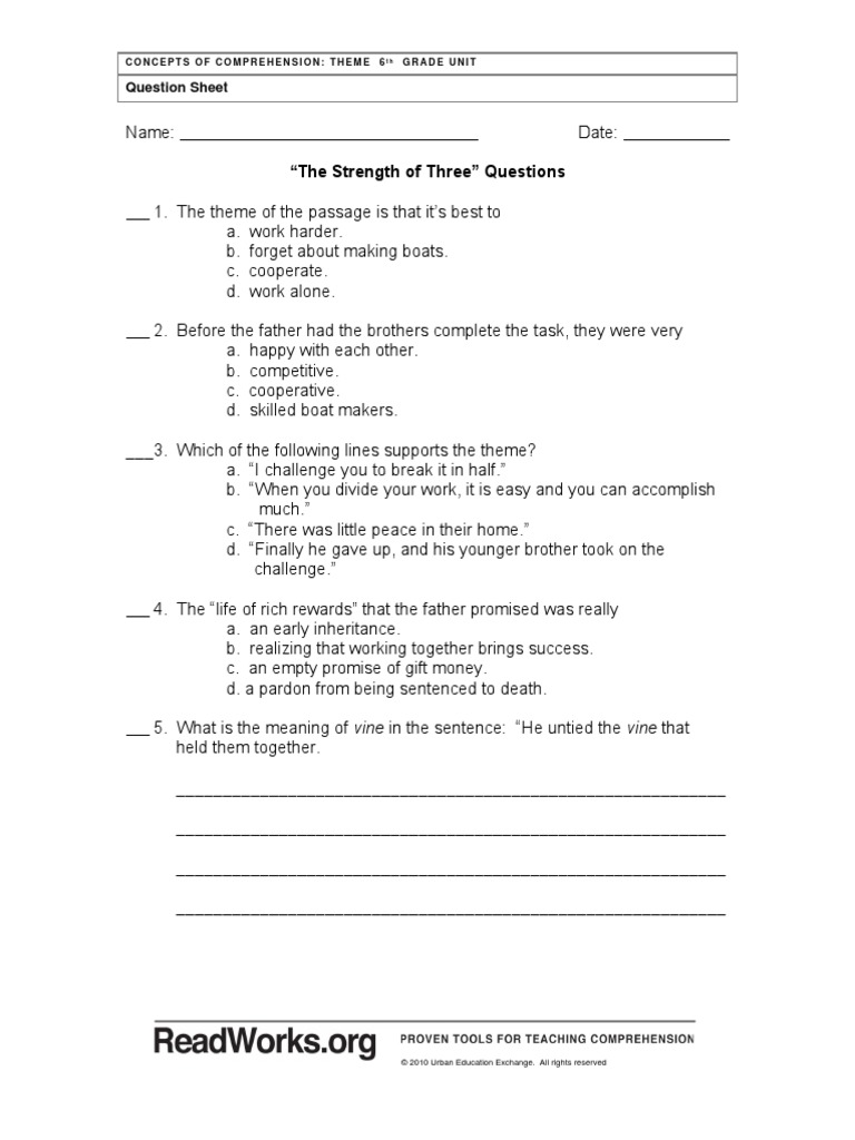 Theme of Cooperation in "The Strength of Three" | PDF | Language Arts ...