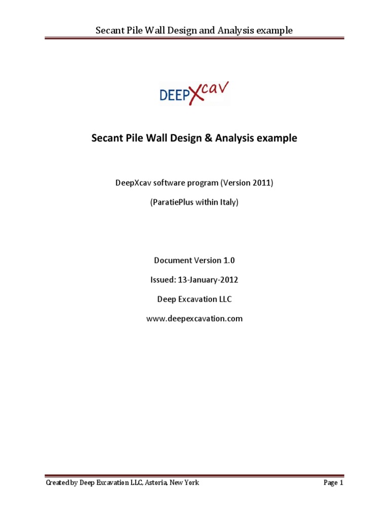 Secant Pile Wall Design and Analysis Example | PDF | Deep Foundation ...