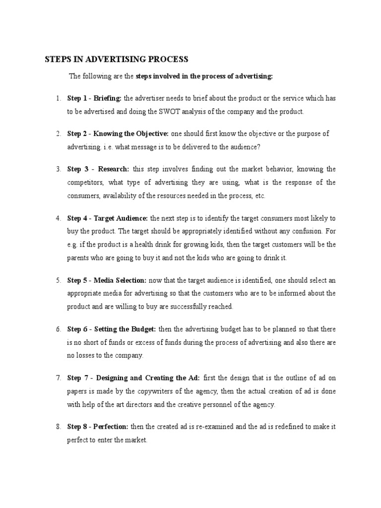Steps in Advertising Process | PDF | Target Audience | Advertising