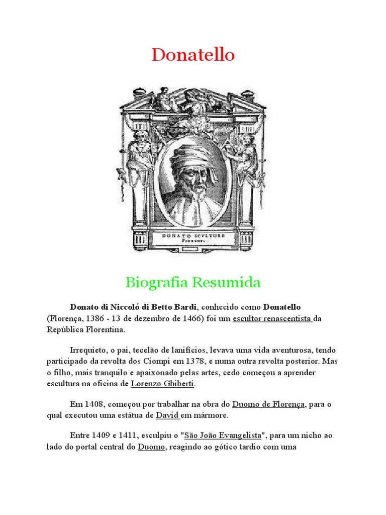Donatello | PDF | Artes (Geral) | Escultura