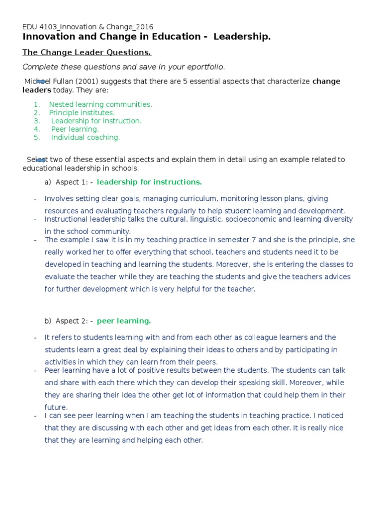 2 The Change Leader in Education | PDF | Dubai | Teachers