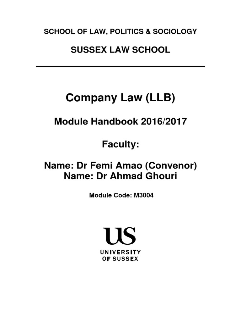 Company Law Module Handbook 2016/2017 | PDF | Educational Assessment ...