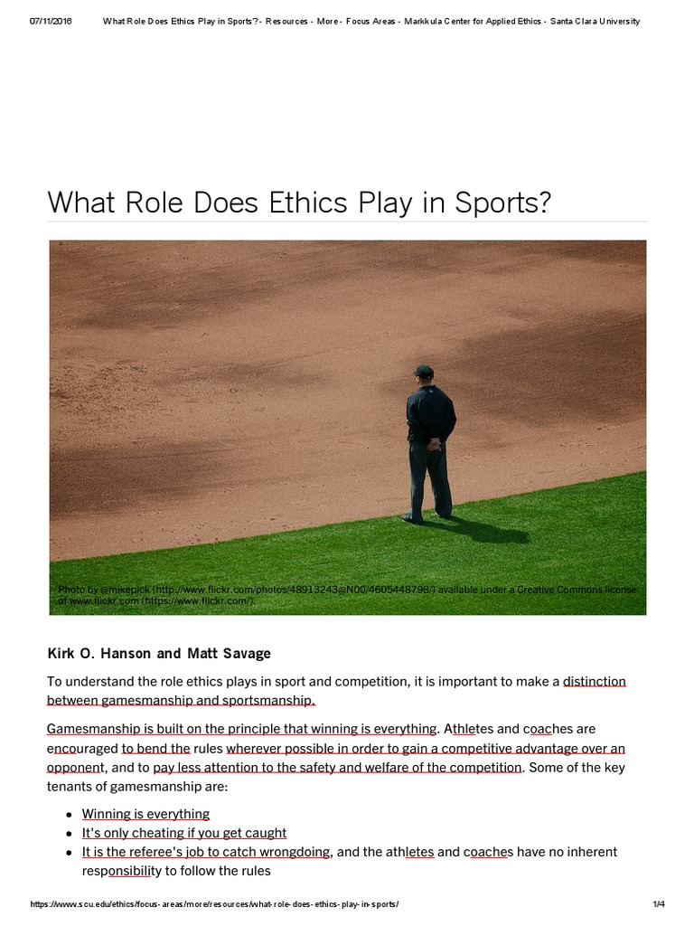Ethics in Sports: Gamesmanship vs. Sportsmanship | PDF | Stereotypes ...