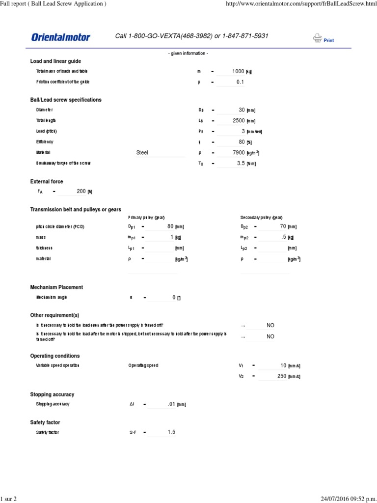 Ball Lead Screw Load Calculation Guide | PDF