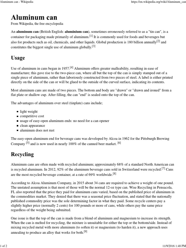Aluminum Can | PDF | Metals | Industries
