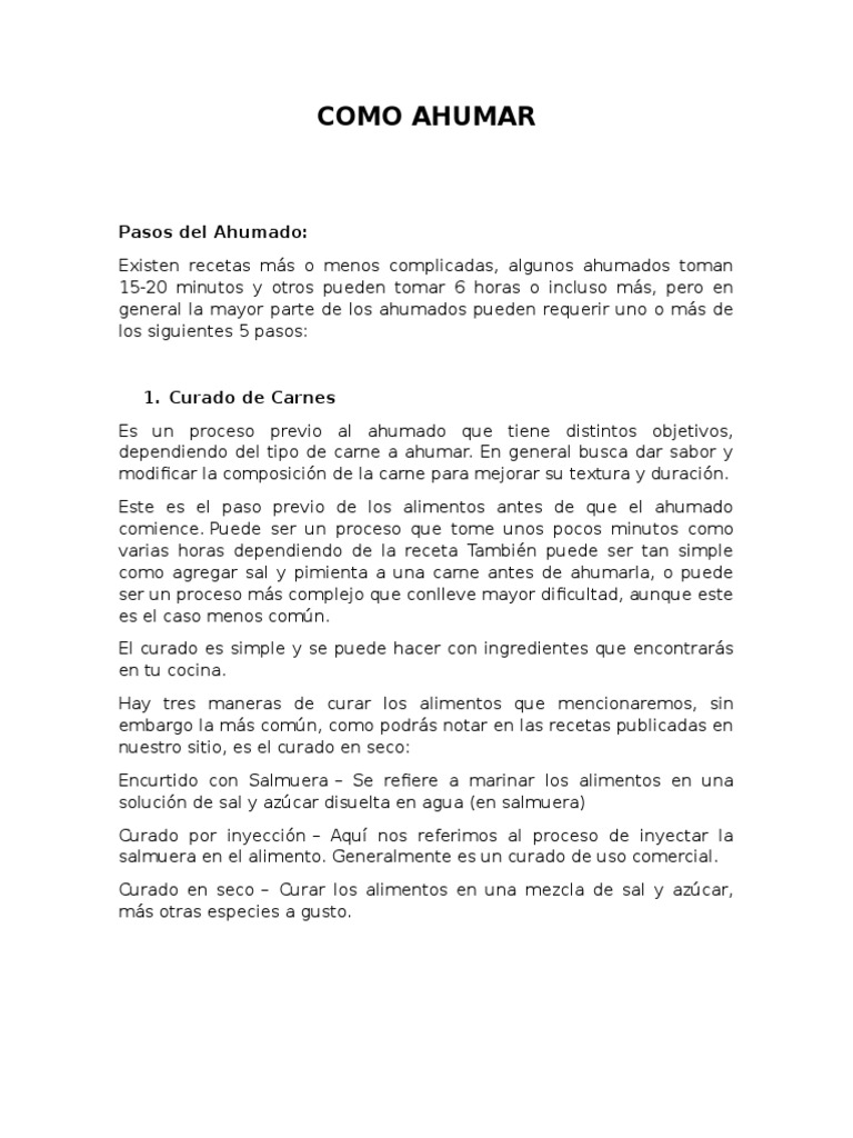 Guía Completa para Ahumar Carne | PDF | Curado (Conservación de ...