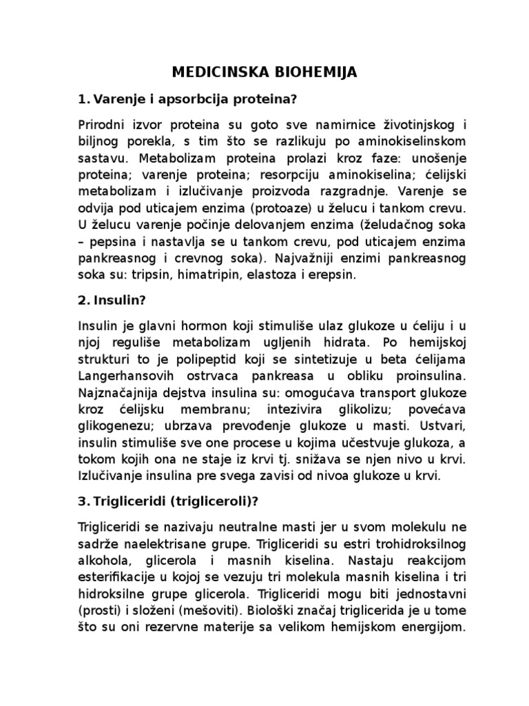 Medicinska Biohemija | PDF