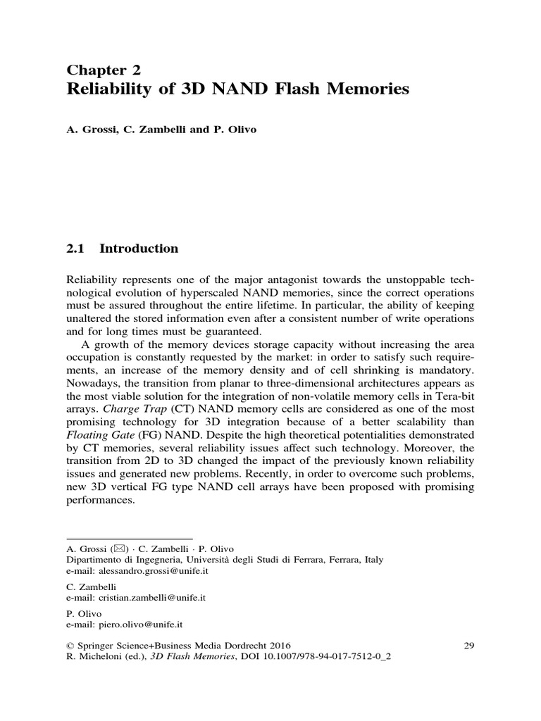 Reliability of 3D NAND Memories PDF | PDF | Flash Memory | Field Effect Transistor