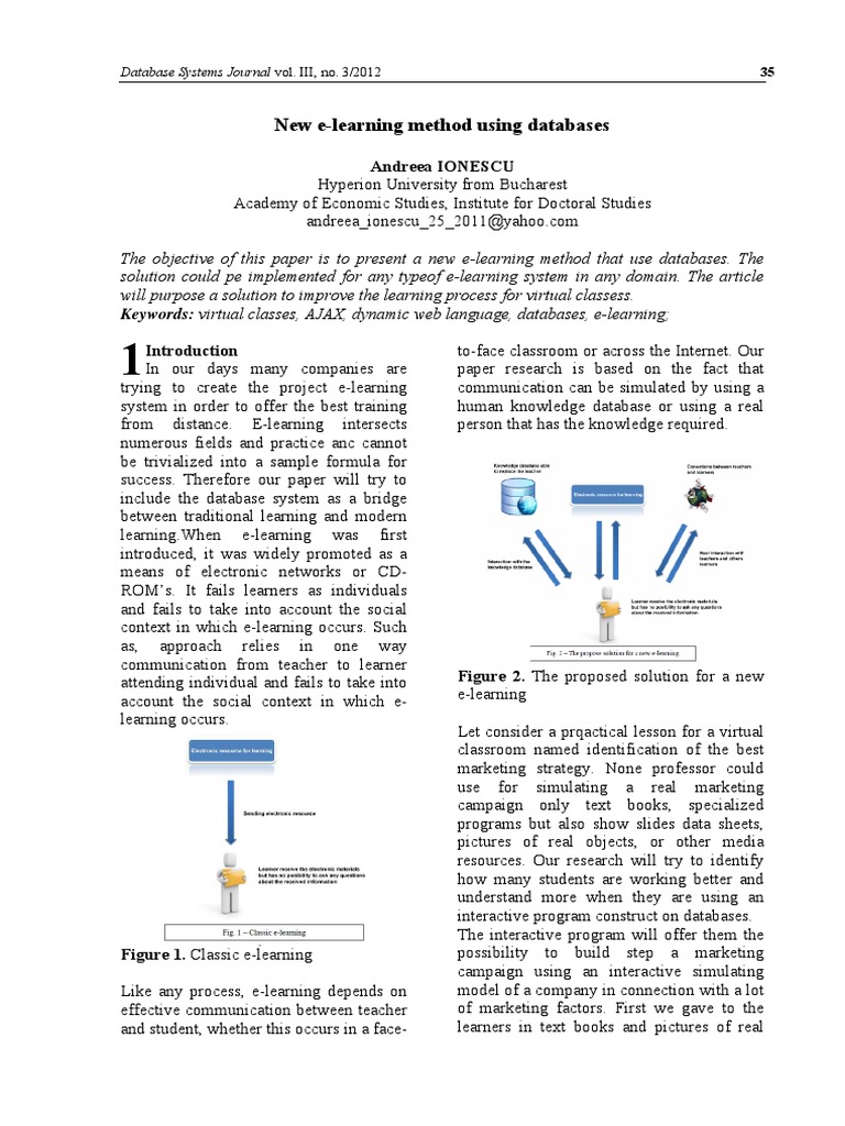 New E Learning Method Using Databases Pdf Educational Technology