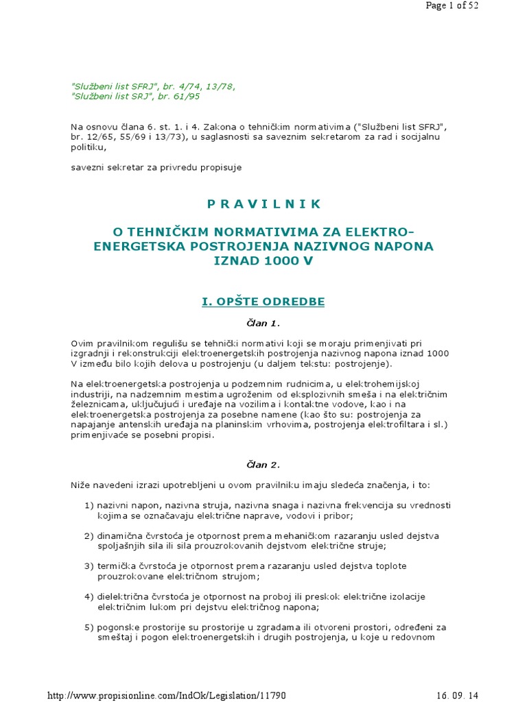 27 - Pravilnik o Tehnickim Normativima Za Elektroenergetska Postrojenja ...