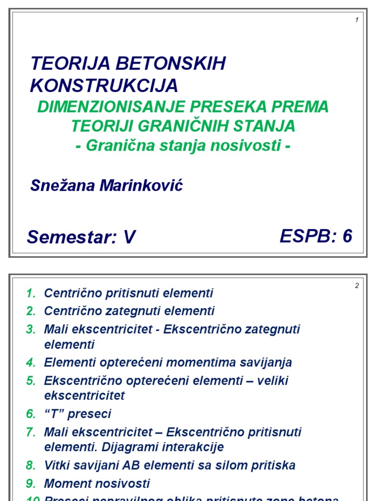 Predavanje 3-Dimenzionisanje Preseka Prema Teoriji Granicnih Stanja | PDF