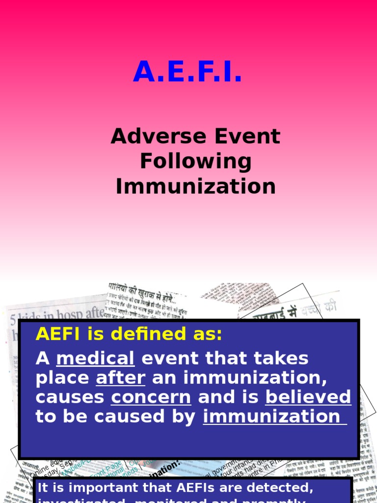 AEFI | PDF | Vaccines | Injection (Medicine)