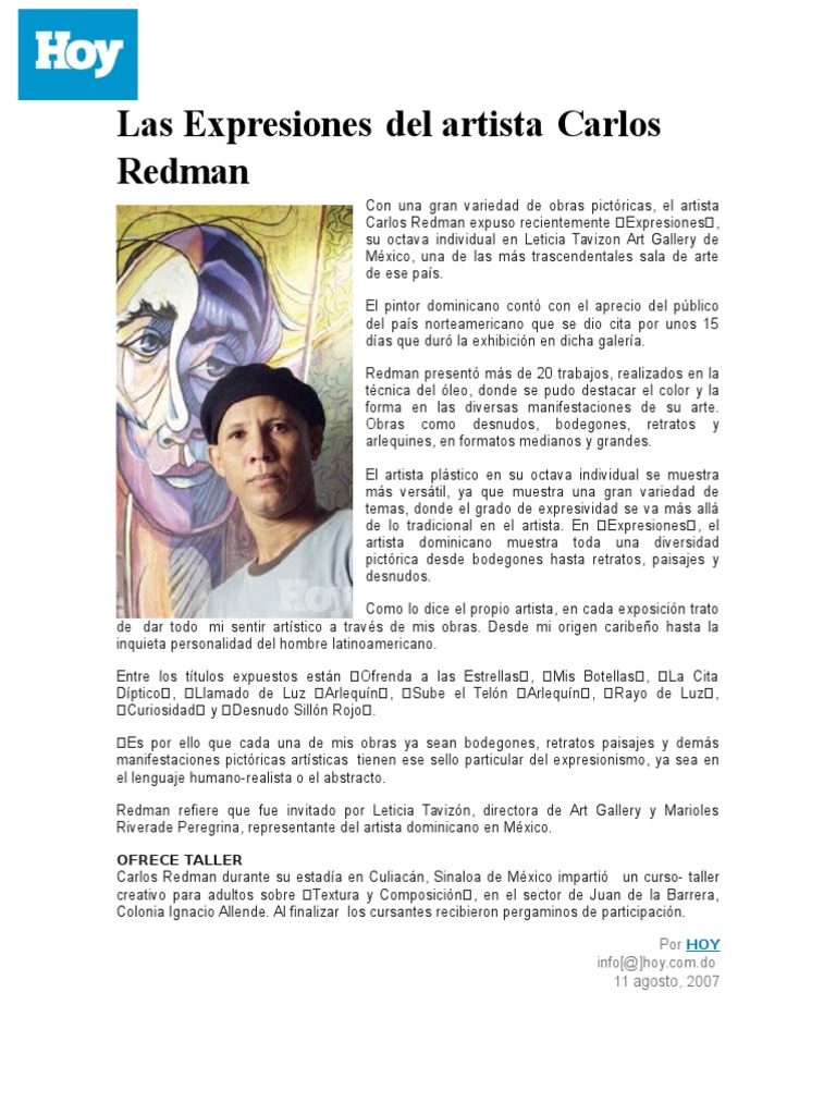 Exposición "Expresiones" de Carlos Redman | PDF | Pintura de retrato ...