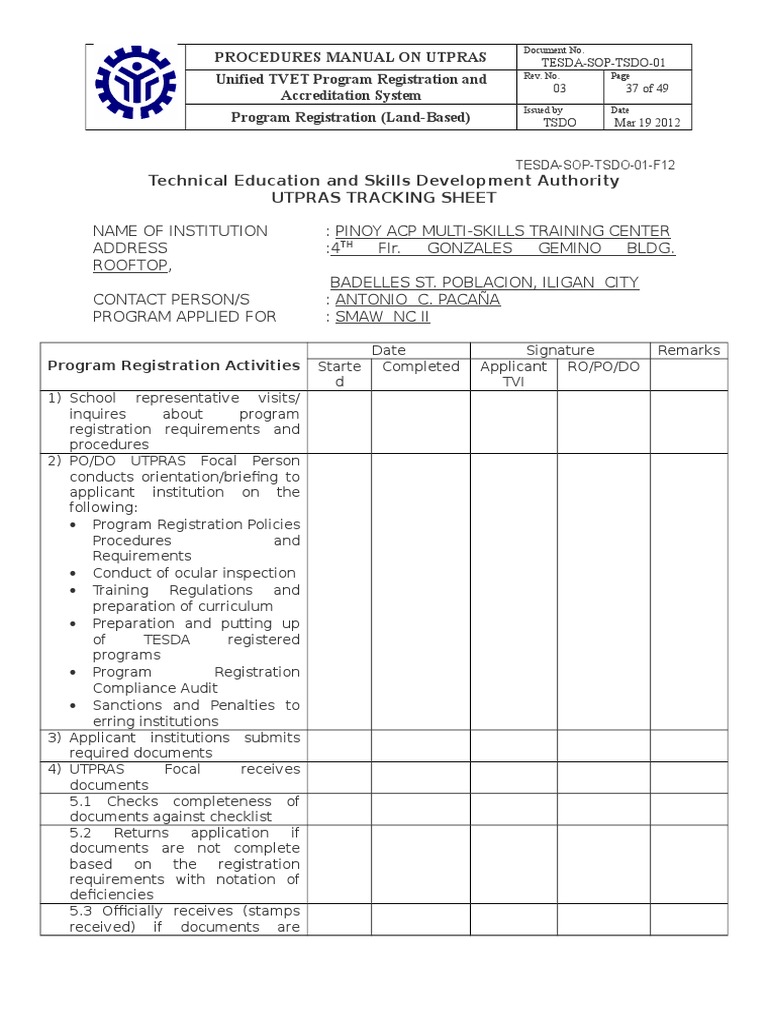 TESDA-SOP-TSDO-01-F12-TRACKING SHEETpinoy9.doc | Government Information ...