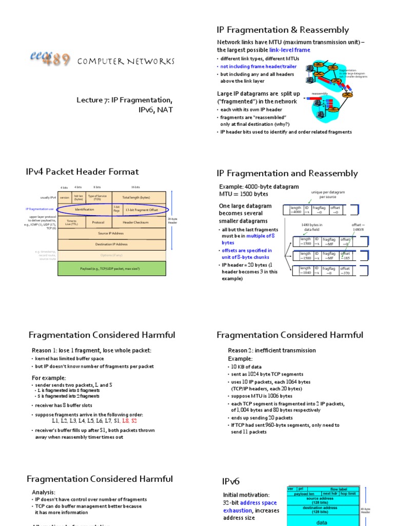 07-Fragmentation IPv6 NAT | PDF | I Pv6 | Internet Protocols