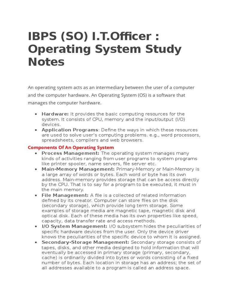 Ibps So Professional Material | PDF | Thread (Computing) | Process (Computing)