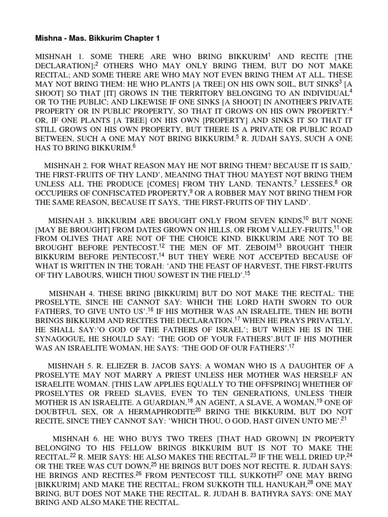 Mishna - Mas. Bikkurim Chapter 1 Mishna - Mas. Bikkurim Chapter 1 | PDF