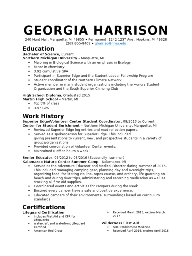 Georgia Harrison Resume | PDF | Wellness | Science & Mathematics