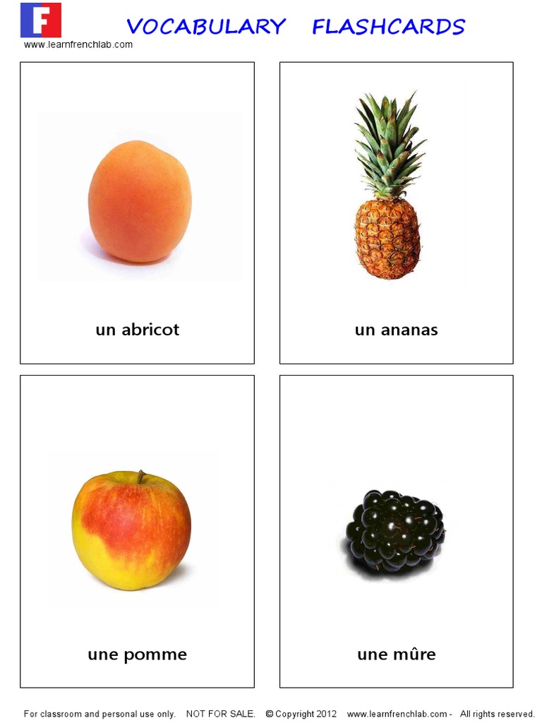 6 Vocabulary Flashcards Fruits | PDF