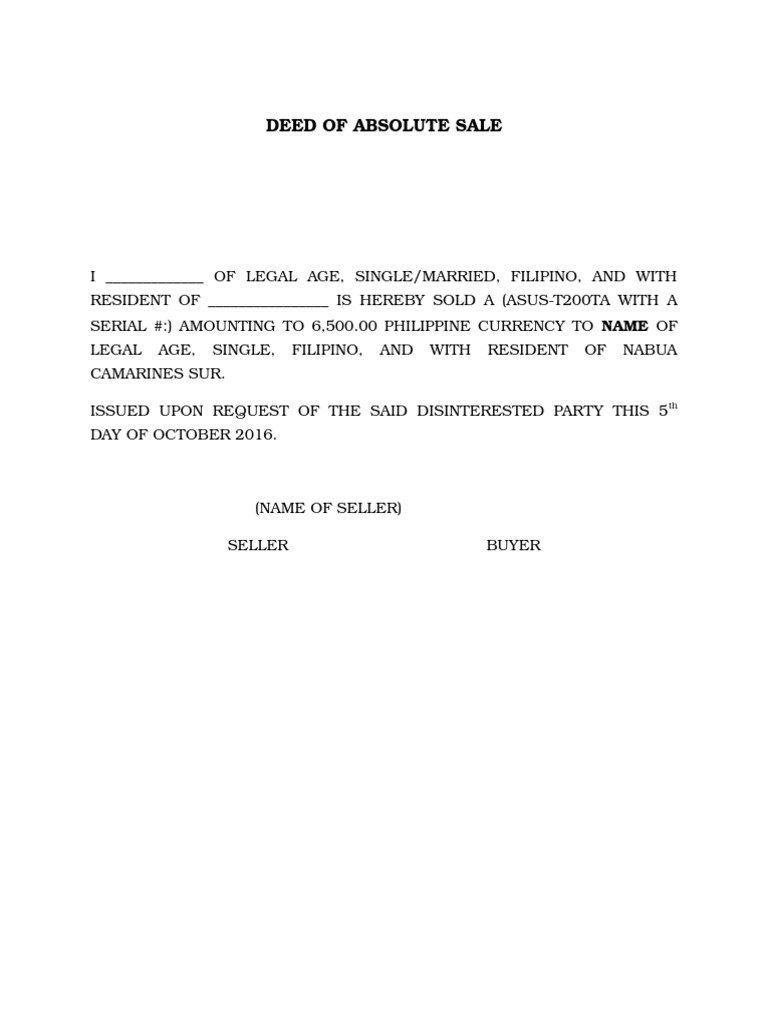 Deed of Sale | PDF