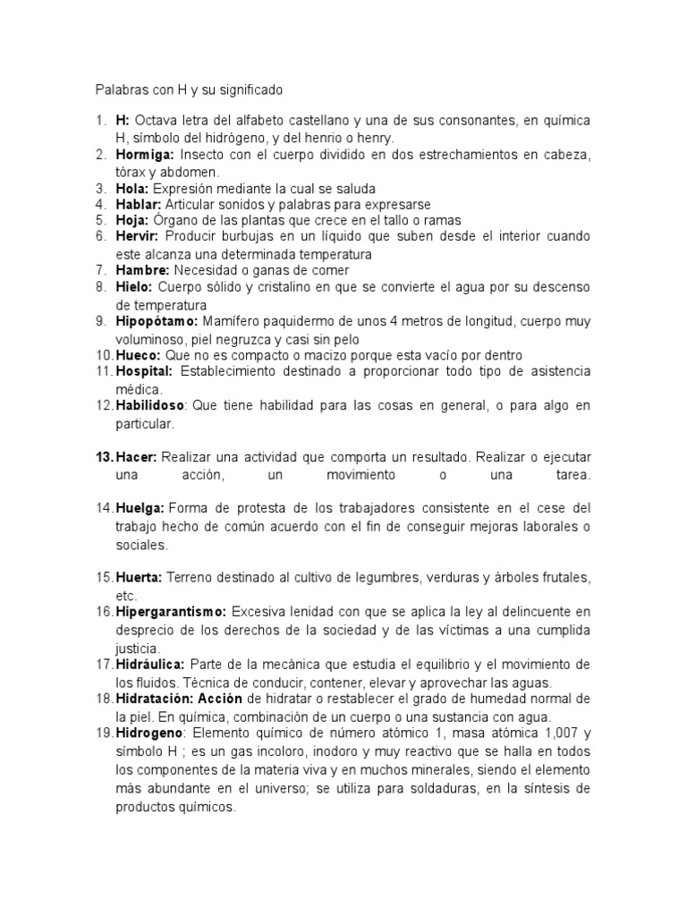 Palabras con H y sus significados | PDF | Homero | Poesía