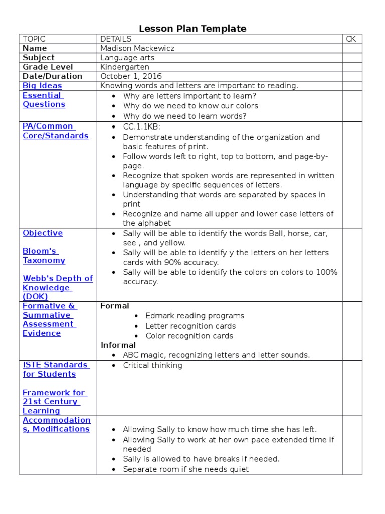 Language Arts Lesson Plan | PDF | Lesson Plan | Learning