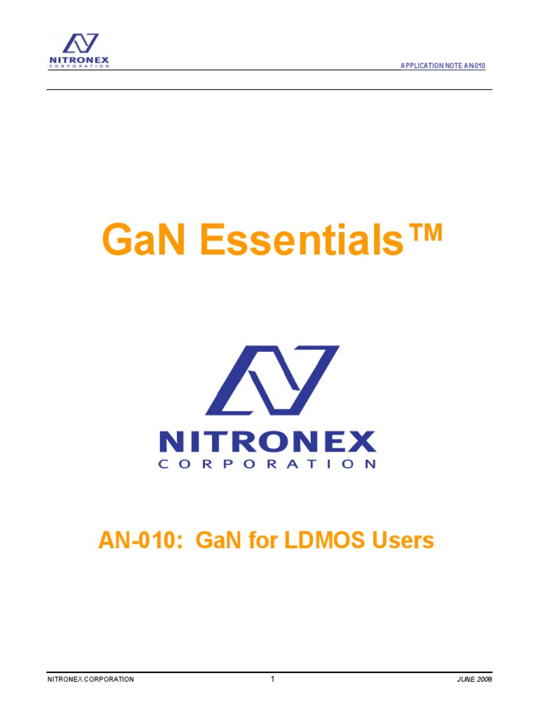 Nitronex AN-010 Gan Essentials For LDMOS Users | PDF | Amplifier ...