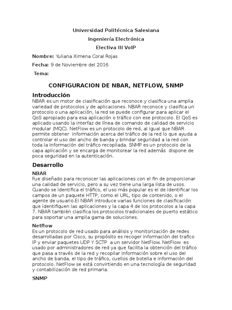 Configuración y análisis de NBAR, NetFlow y SNMP para el reconocimiento ...
