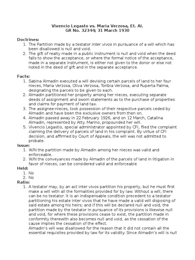 Legasto V Versoza | PDF | Deed | Civil Law (Legal System)